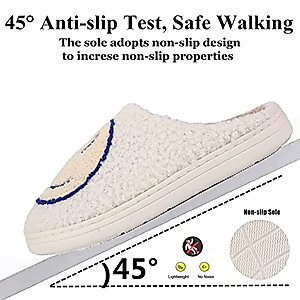 Doxwater Smile Face Slippers Women's Men's Comfy Warm Plush Slip-On House Slipper for Winter Indoor Outdoor Soft Cushion Non-slip Fluffy Slides Slippers with Memory Foam for Girls Boys