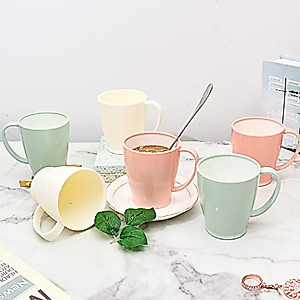 JGIRL coffee cup 6-piece set, plastic coffee cup set, 10 oz non-breakable plastic coffee cup, with handle, BPA-free, 3colors, reusable plastic cup (dishwasher safe)
