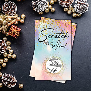 50 Black Gold Blank Gift Certificate Scratch Off Cards Vouchers for Small Business Restaurant, Spa Beauty Makeup Hair Salon, Christmas Birthday Holiday, Wedding Bridal Baby Shower Favors Games