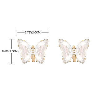 YOQUCOL Butterfly Shape Transparent Crystal Clip On Earrings Gold Non Pierced Golden Stud for Women