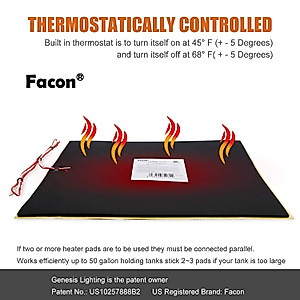 Facon RV Holding Tank Heater Pad, Up to 50 Gallons Fresh Water/Grey Water/Black Water Holding Tank Heating Pad with Automatic Thermostat Control
