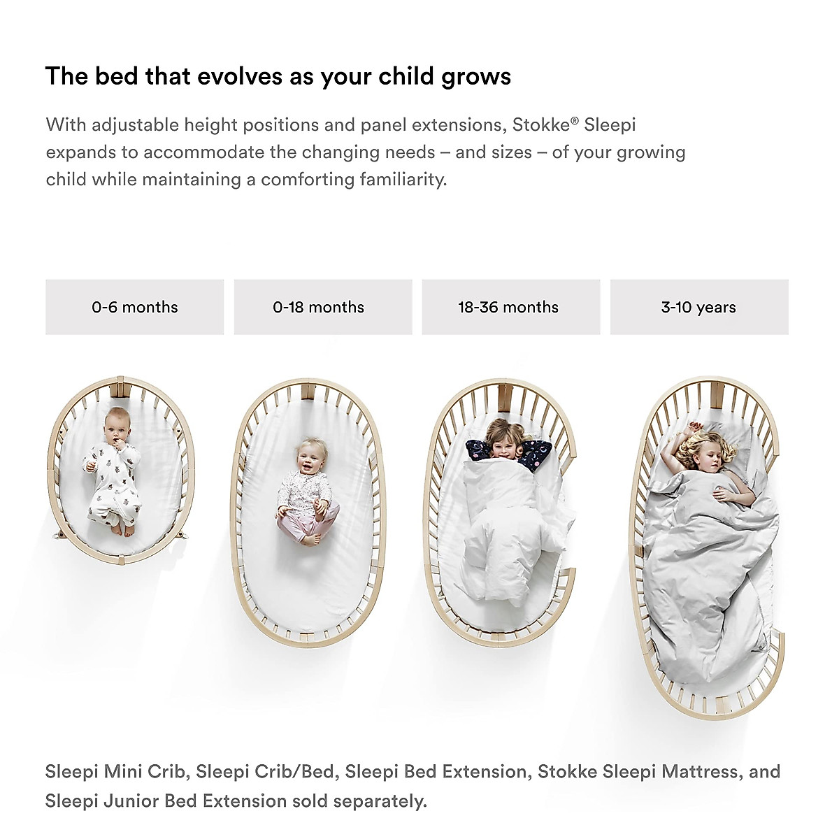 Stokke Sleepi Junior Mattress, White - Made from Breathable, Hypoallergenic Foam - Provides Support & Comfort - Includes Soft, Non-Toxic Cover