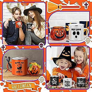 Umigy 6 Pieces Halloween Mugs Trick or Treat Happy Halloween Coffee Mug Cup Horror Ghost Pumpkin 17 oz Enamel Mugs for Home Fall Camping Kitchen Decor