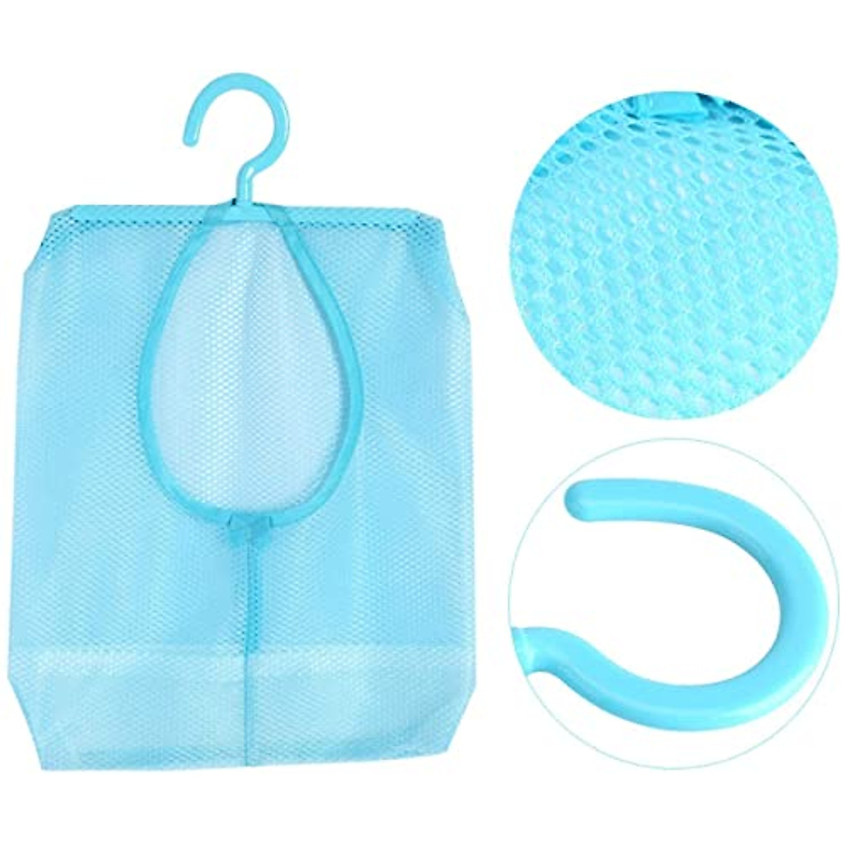 Multipurpose Clothespin Bag with Hanger, Hanging Storage Mesh Bag, Bathroom Shower Storage Organizer Set, Clothes Clip Clothespin Mesh Bag for Home Apartment College Dorm, Blue