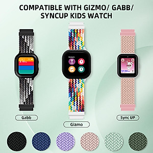 SimpleThings Braided Band Compatible with Cosmo JrTrack 3/Cosmo JrTrack 2 SE/Cosmo JrTrack 2/Cosmo JrTrack Smartwatch, 2Pack Stretchy Nylon Strap with Snap-on Clasp