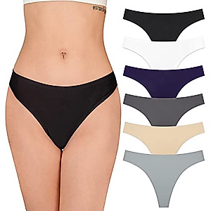 Sunm Boutique 6 Pack Womens Seamless Thongs Underwear Low Rise No Show Thong Panties