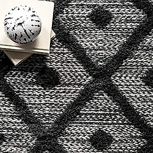 nuLOOM Jinny Moroccan Wool Tasseled Area Rug, 4x6, Dark Grey