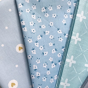 Misscrafts 6pcs Cotton Craft Fabric Bundle Squares Fat Quarters Quilting Fabric 18" x 22" for Sewing Crafting Patchwork DIY Scrapbooking (Blue)