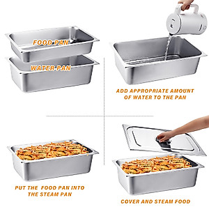 Tioncy 3 Pack Steam Table Pan Full Size with Lid 4'' 6'' Deep Stainless Steel Hotel Pan 20.8'' L x 12.8'' W Metal Food Container Thick Catering Pans Commercial Food Pans for Party Restaurant Kitchen