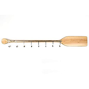 Coat Rack Wall Mount with 8 Hooks on Boat Paddle. Fun, Nautical Themed Clothes Hanger. Makes a Great Gift. Fully Assembled. Mount on Wall or Door in Mudroom, Entryway, Bathroom, Bedroom. Color: Navy