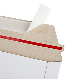 100 Pack Stay Flat Rigid Mailers 6x8, Self Adhesive Bulk White Cardboard Envelopes for Shipping Photo, Documents