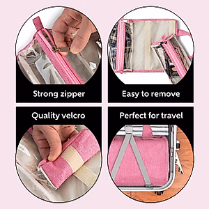 A F 4-in-1 hanging Toiletry bag | Roll-up makeup organizer with 4 detachable PVC zip pouches| travel toiletry bag, 600D oxford fabric material organize Make up , Cosmetics, Pink