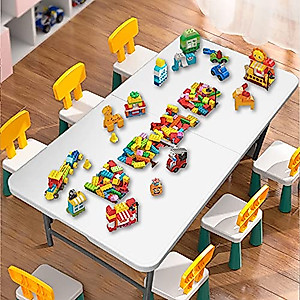 HYMnature Folding Tables 4 Foot Lightweight, Folding Table Height Adjustable Utility Bi-Fold Table Indoor Outdoor, Portable Plastic Picnic Chrismas Party Dining Camping Tables(White)