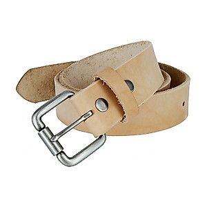 Natural Finish Full Grain Leather Belt with Roller Buckle 1 1/2" (Natural,36)