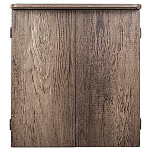 Unicorn LED Bristle Dartboard Cabinet Set - LED Tournament-Style Lighting - Official Size Dartboard - Woodgrain Finish Cabinet with Chalk Scoreboards - Includes Six Steel Tip Darts, Brown