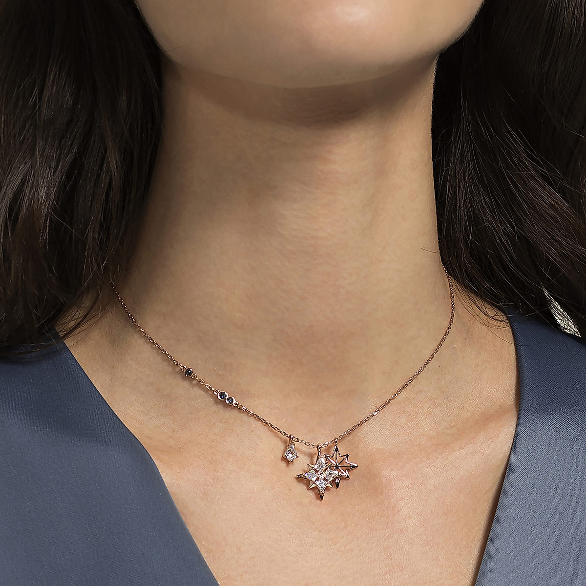 SWAROVSKI Symbolic Pendant Necklace with Kite-Shaped Pendant with Star Motifs on a Rose-Gold Tone Finish Setting, Part of The Symbolic Collection