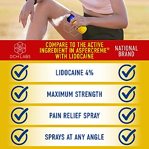 DCH Labs Maximum Strength Pain Relief Spray, 4% Lidocaine, Numbs Pain Away, Nerve Pain, 4 oz (2 Pack)