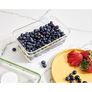 IDESIGN Medium Short Produce Storage Bin with Insert Tray, The Fresh Collection – 5" L x 8.1” W x 3” H, Clear Bin