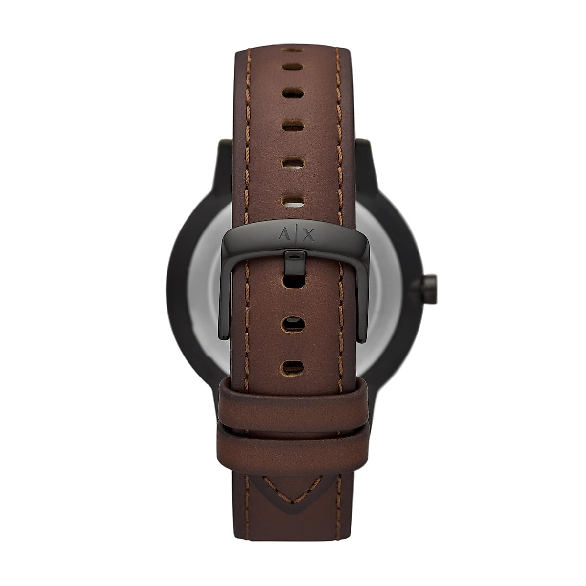 A｜X ARMANI EXCHANGE Men's Stainless Steel and Leather Watch, Color: Black/Brown (Model: AX2706)