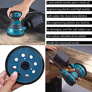 2 Pack 5 Inch 8 Hole Replacement Sander Pad For Makita Sander - 5" Hook and Loop Sanding Pad For Makita BO5010, BO5030/K, BO5031K, BO5041K, XOB01Z Random Orbit Sander