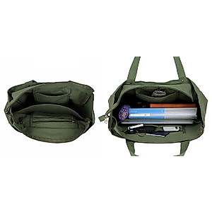 Mouteenoo Large Tote Bag for Women with Zipper Closure and Laptop Compartment Canvas Shoulder Bag for Work Holiday and Travel (Army Green)