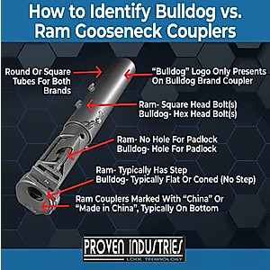 Proven Industries Model GB Trailer Lock, Fits Bulldog Gooseneck Trailer Couplers, Made in The USA, 8-Inch Bottom Plate, (Black)