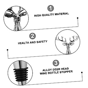 Gogogmee 1 Pc Deer Head Wine Bottle Stopper Wine Saver Pump Antler Shape Bottle Cap Holiday Wine Christmas Wine Stoppers Wine Bottle Pump Stopper Stocking Stuffers Metal Alloy Animal