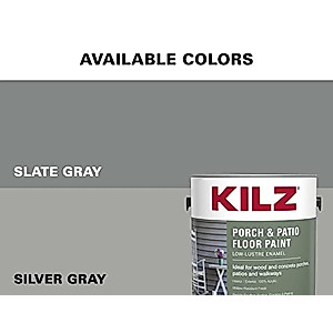 KILZ Low-Lustre Enamel Porch & Patio Latex Floor Paint, Interior/Exterior, Slate Gray, 1 Gallon