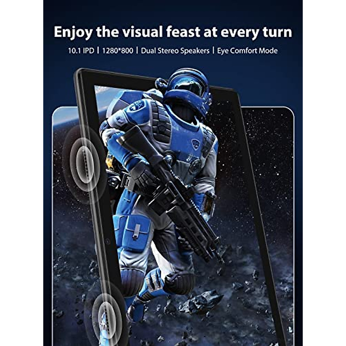 YUMKEM 10 inch Octa Core Tablet, 4GB RAM 64GB Storage, Android Tablet with Keyboard and Tablet Case, 10.1” IPS HD Display, Android OS, 6000 mAh Battery, Bluetooth, 5G Wi-Fi, GPS, FM, Dark Grey