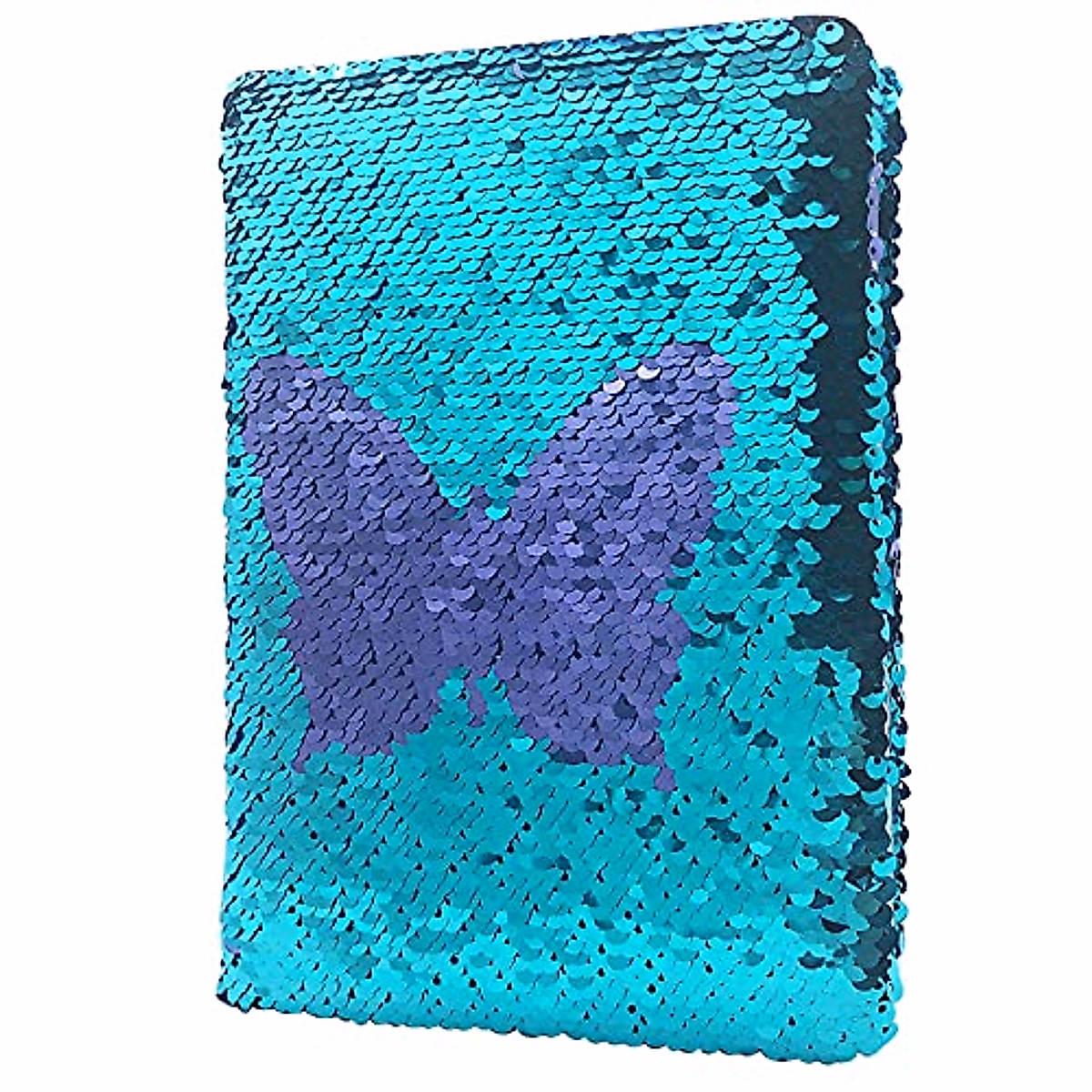 GINMLYDA Sequin Girls Journal for Kids, 8.5x5.5 Inches 160 Lined Pages Diary for Girls Butterfly Reversible Flip Sequence Notebook for Teenage Pre School Writing Drawing Travel Gifts (Purple- Blue)