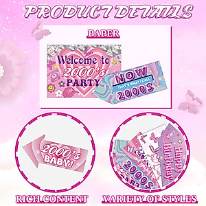 20 Pcs Y2K 2000s Pink Party Sign Decorations 00s Party Decorations 2000's Theme Birthday Party Supplies Retro Y2K Party Decoration for Birthday Female Bachelorette