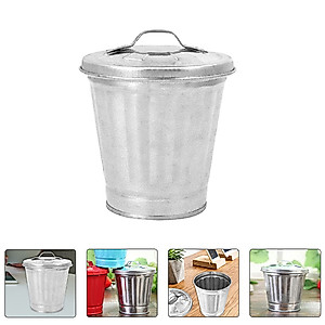 NUOBESTY Desktop Mini Desktop Wastebasket Garbage Bin Waste Paper Basket Trash Can Mini Wastebasket Trash Can Garbage Holder Flower Garbage Container bin Pot Mini Metal Flowerpot （ 1pc ）