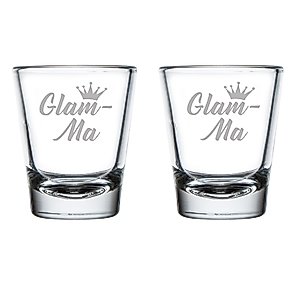 Set of 2 Shot Glasses 1.75oz Shot Glass Glam-Ma Mom Mother Grandmother Grandma