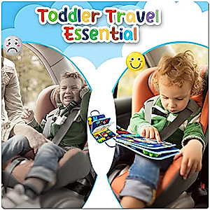 Busy Board Toddlers Sensory Activity - Montessori Toys 1 Year Old Boy Airplane Travel Essentials Kids Ages 1-3 Road Trip Games Quiet Book 2-4 Yr Birthday Gifts Learning Toy 18 Months Baby Educational