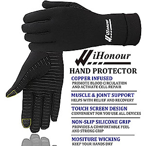 2-Pairs Pack Copper Full Finger Compression Gloves, Copper Arthritis Gloves for Women & Men Relieve Pain from Arthritis Pain, Swelling and Rheumatoid, and Everyday Hands Support (Medium (Pack of 2))