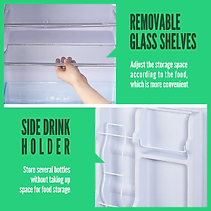 WANAI Mini Fridge with Freezer Small Double Door Refrigerator Freezer-on-Top, Black Fridge with 7 Adjustable Thermostat and Adjustable Shelves