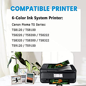 BINKSYLER 280 281 XXL Ink Cartridges Replacement for Canon PGI-280XXL CLI-281XXL PGI 280 CLI 281 XXL Work for Canon Pixma TS8320 TS9120 TS8120 TS8220 TS8222 (PGBK/BK/Photo Blue/C/M/Y) 6 Pack