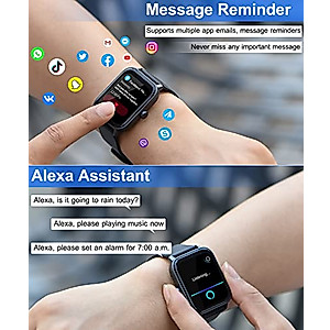 Smart Watch for Men Women with Bluetooth Call, Alexa Built-in1.8 DIY Dial with Blood Oxygen Heart Rate Sleep Fitness Tracker Notification Weather 100 Sport Modes Smartwatch for Android iOS Phone