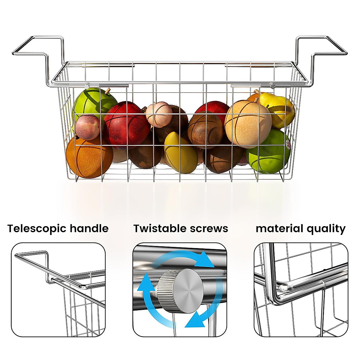 SUZLON Freezer Baskets for Chest Freezer, Adjustable Deep Freezer Organizer Bins, Expandable Freezer Organizer Bins, Stainless Steel Over the Sink Dish Drying Rack for Kitchen