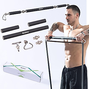 GEKU FIT Resistance Band Bar, Length-Adjustable Detachable Heavy Duty Workout Bar for Resistance Band Training, Core Muscle Training, Home & Ourdoor Workout, Max Load 806 Lbs