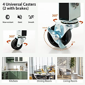 GOFLAME Kitchen Island Cart on Wheels with Storage, Versatile Rolling Cart with Wood Countertop, 3 Drawers, Removable Tray & Lockable Casters, Mobile Serving Trolley for Kitchen, Dining Room, Black