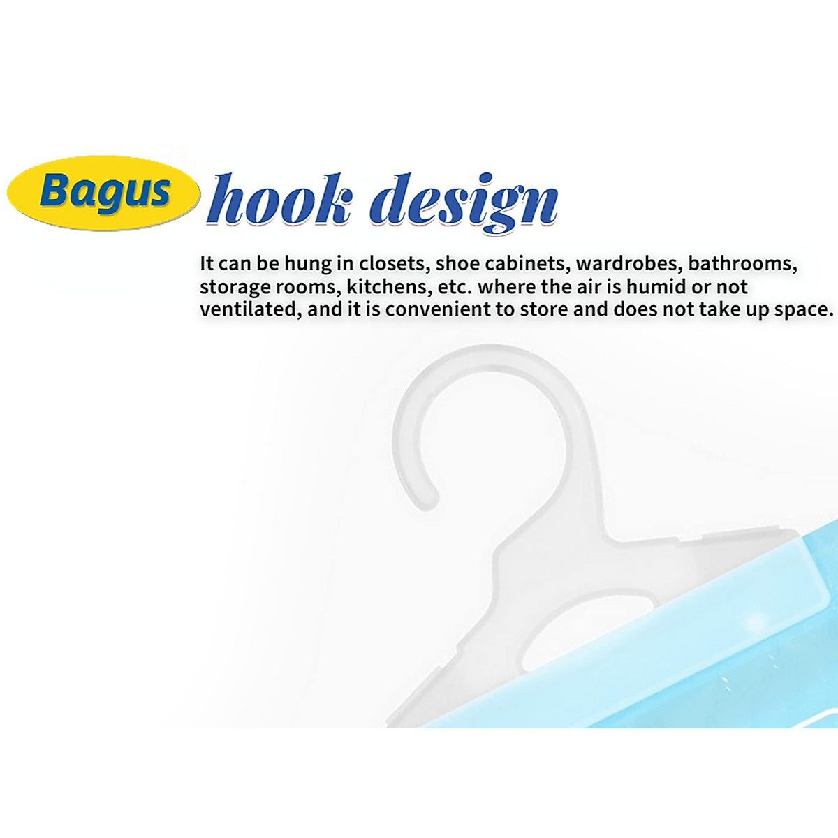 Hanging Moisture absorber Bags (8 Pack) - 12.5 Oz, Fragrance-Free Dehumidifier Bags, Moisture Absorber for Closet, Bathroom, Storage, Kitchens, Basement, Laundries, Spaces, Studies, Boats, RVs