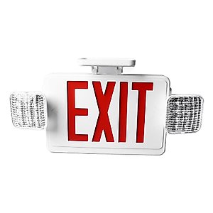 Led Exit Signs With Emergency Lights, Emergency Exit Sign With 2 Emergency Light AC85 to 265V Red Emergency Signage for Schools, Churches, Hospitals