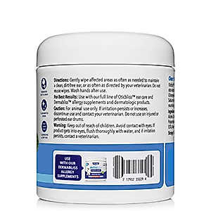 VETNIQUE LABS Oticbliss Ear Cleaner Wipes/Flushes for Dogs & Cats with Odor Control and Itch Relief Reduces Head Shaking - Clear The Ear (Ear Cleaning Wipes, Advanced Cleaning Small)