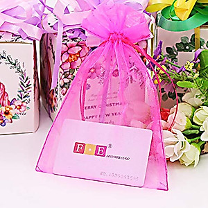 SumDirect 100Pcs 5x7 inches Sheer Drawstring Organza Jewelry Pouches Wedding Party Christmas Favor Gift Bags