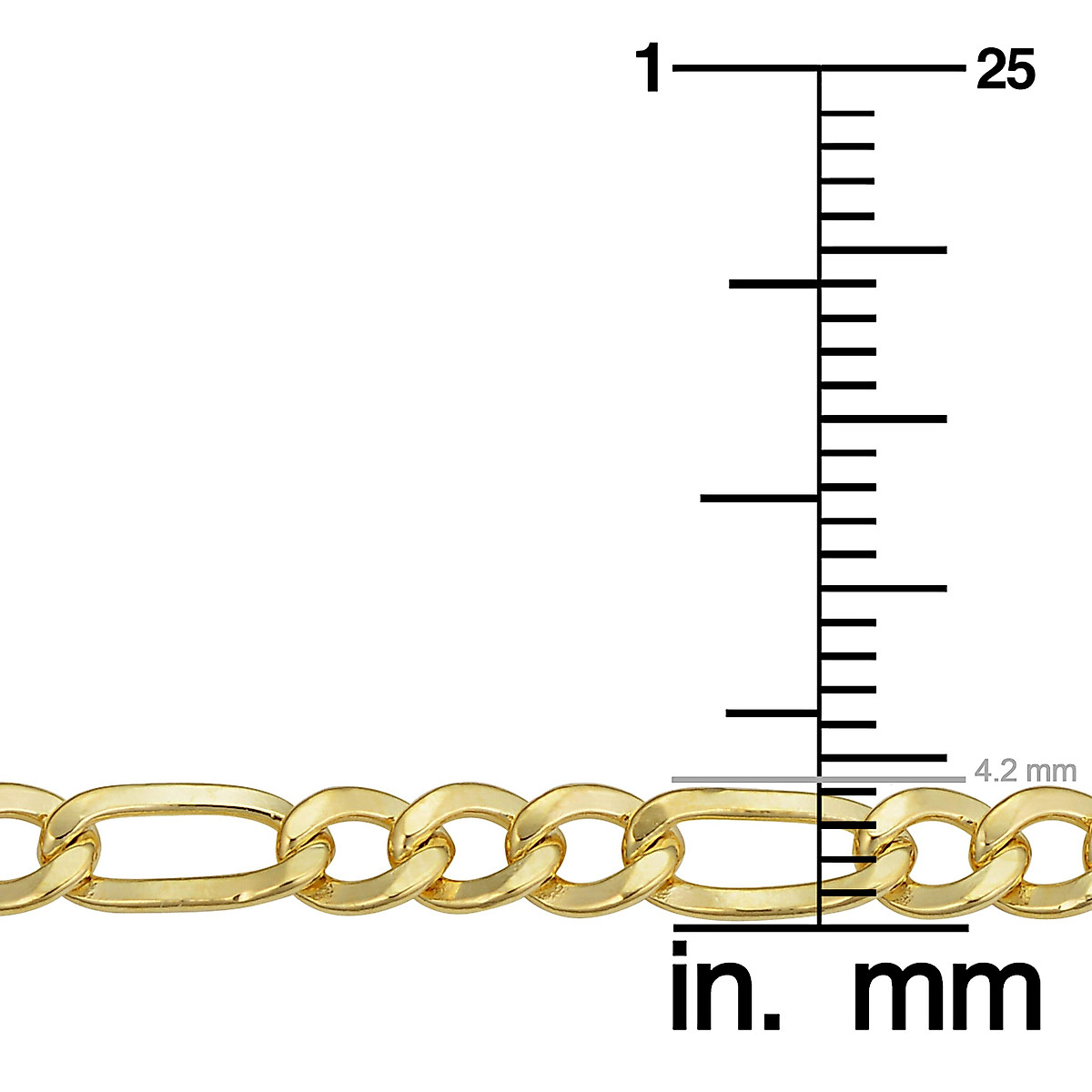 Kooljewelry 14k Yellow Gold Filled Solid Figaro Link Chain Necklace (4.35 mm, 20 inch)