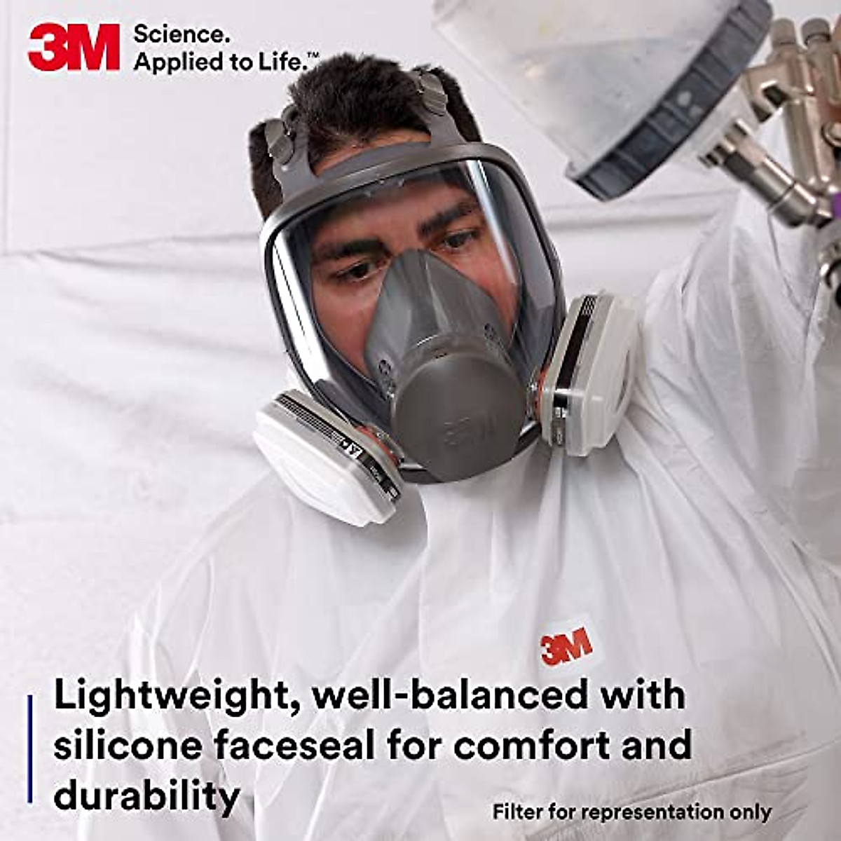 3M Full Facepiece Reusable Respirator 6800, Paint Vapors, Dust, Mold, Chemicals, Medium