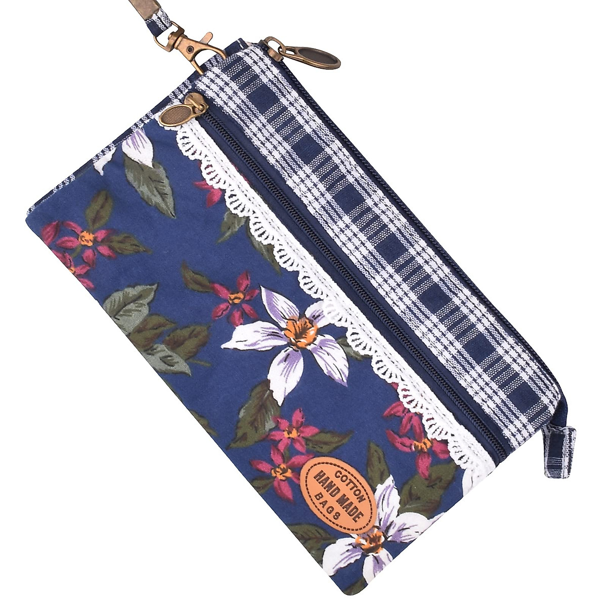 LassZone Canvas Cute Crossbody Handbags Cell Phone Purse Wallet Flowers Pattern Small Change Pouch Bags for Women Girls