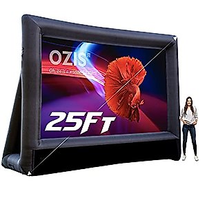 OZIS 25Ft Inflatable Outdoor and Indoor Movie Projector Screen - Blow up Mega Cinema Theater Projector Screen with 450W Blower - Supports Front and Rear Projection - for Backyard Party Barbecue Travel