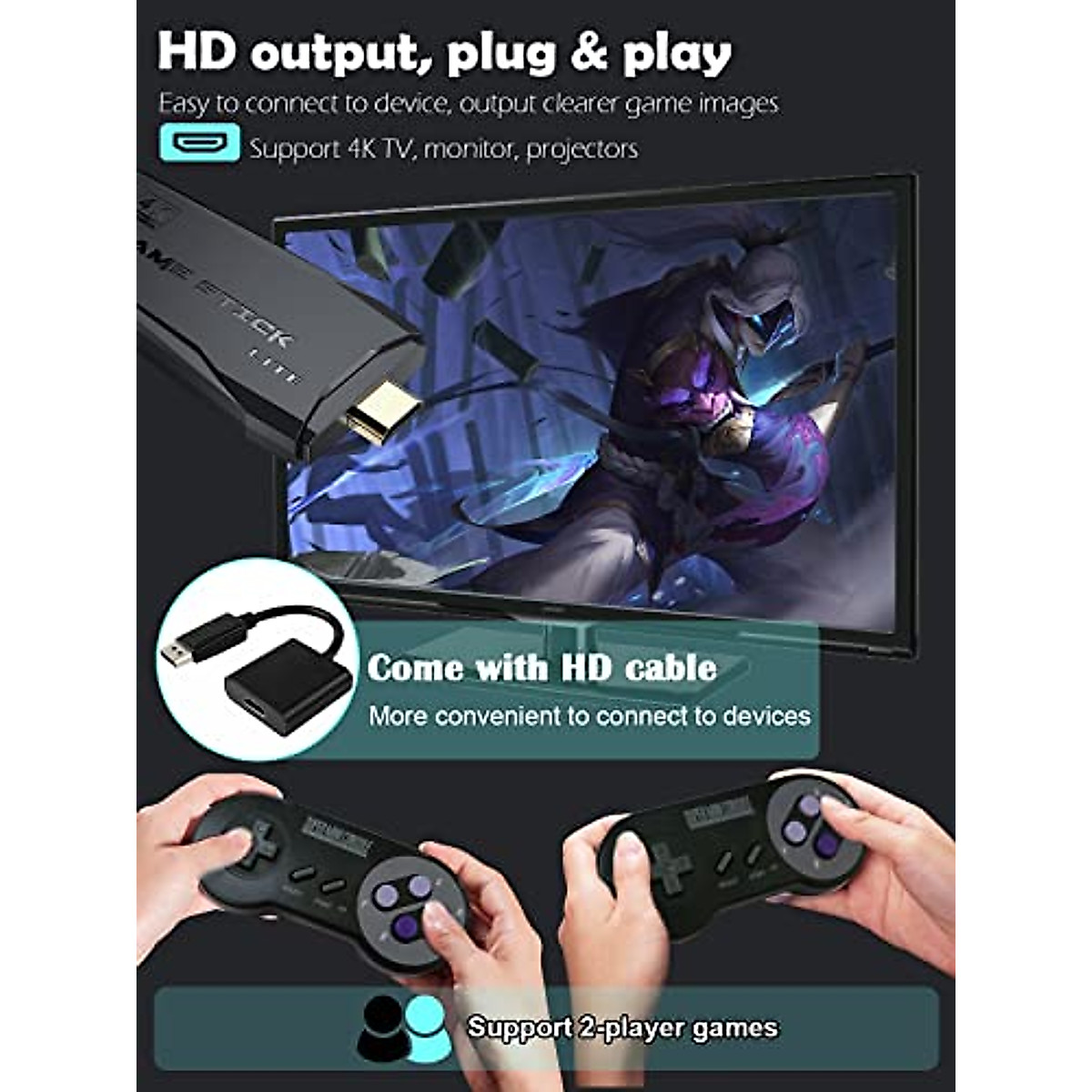 Fadist Retro Game Console, Built in 15000 Classic Games, 4K HD Output,with 2 Ergonomics Controllers, Plug and Play Game Console, Ideal Gift for Kids, Adult, Friend, Lover